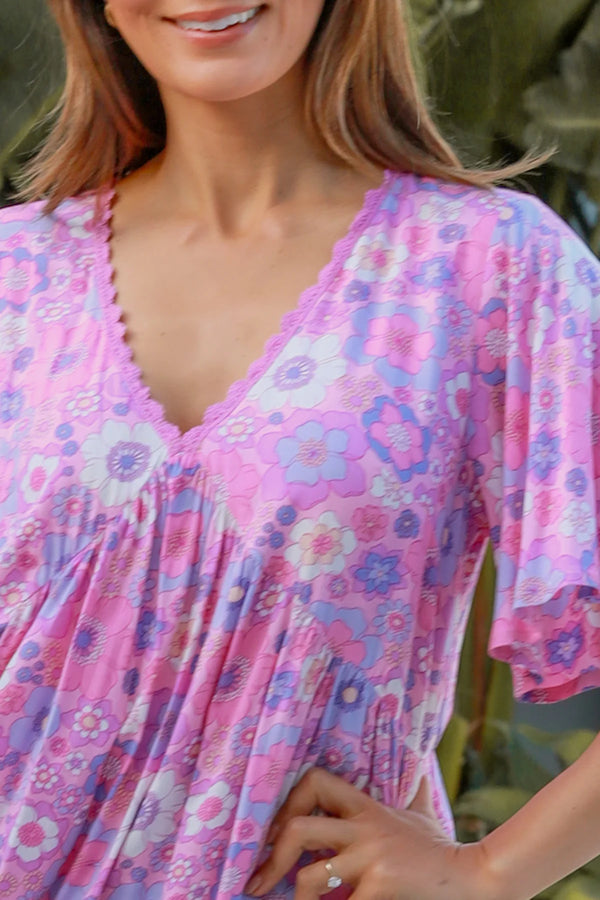 ELIANA V NECK MINI DRESS - Hippy Haven