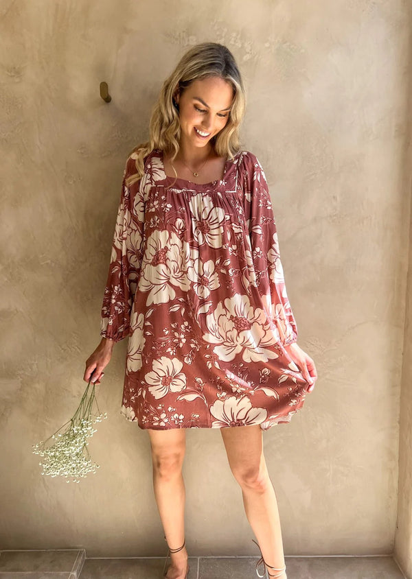 RAE MINI DRESS - WITHERING ROSE - Hippy Haven